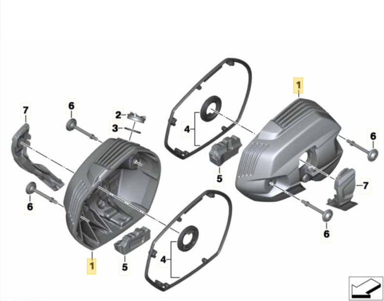 Ventildeckel Zylinderkopfhaube granit-grau rechts 11127723428 für BMW R ...